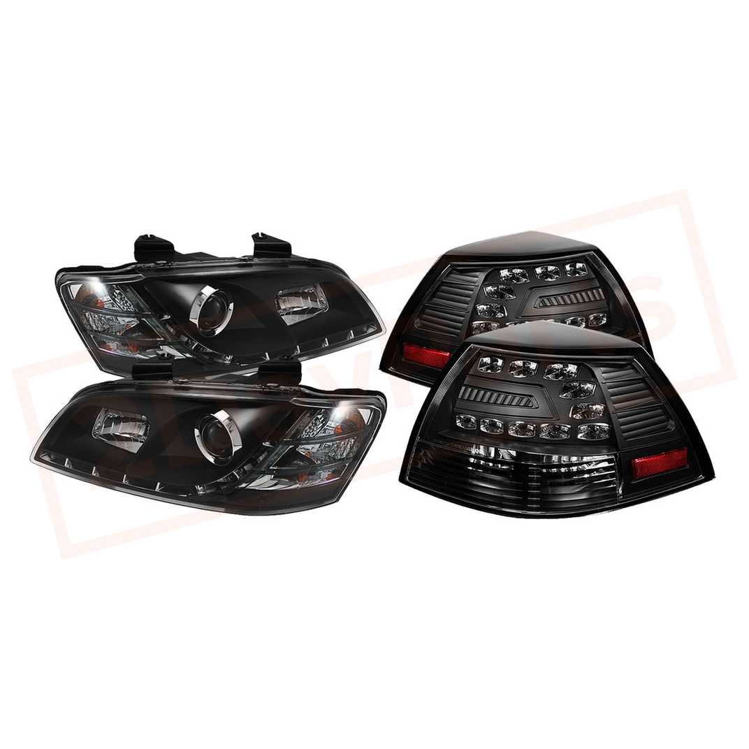 Spyder DRL LED Projector Headlights & LED Tail Lights Black for Pontiac ...