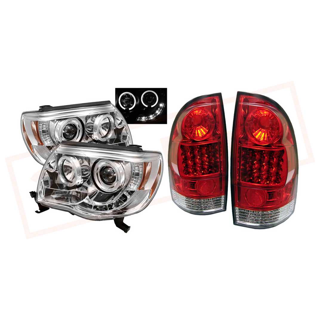 Spyder Halo LED Projector Headlights Chrome& TailLights for Toyota ...