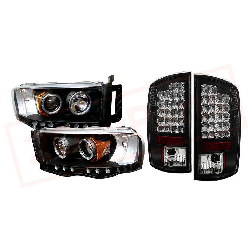Spyder Halo LED Projector Headlights & LED Tail Lights for Dodge Ram 02 ...