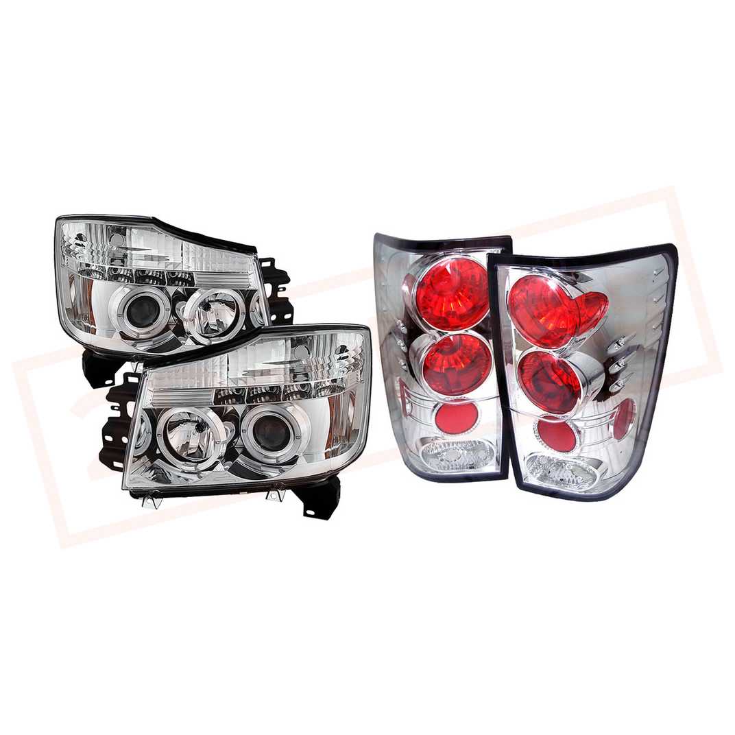 Spyder Halo LED Projector Headlights & Tail Lights For Nissan Titan 04 ...
